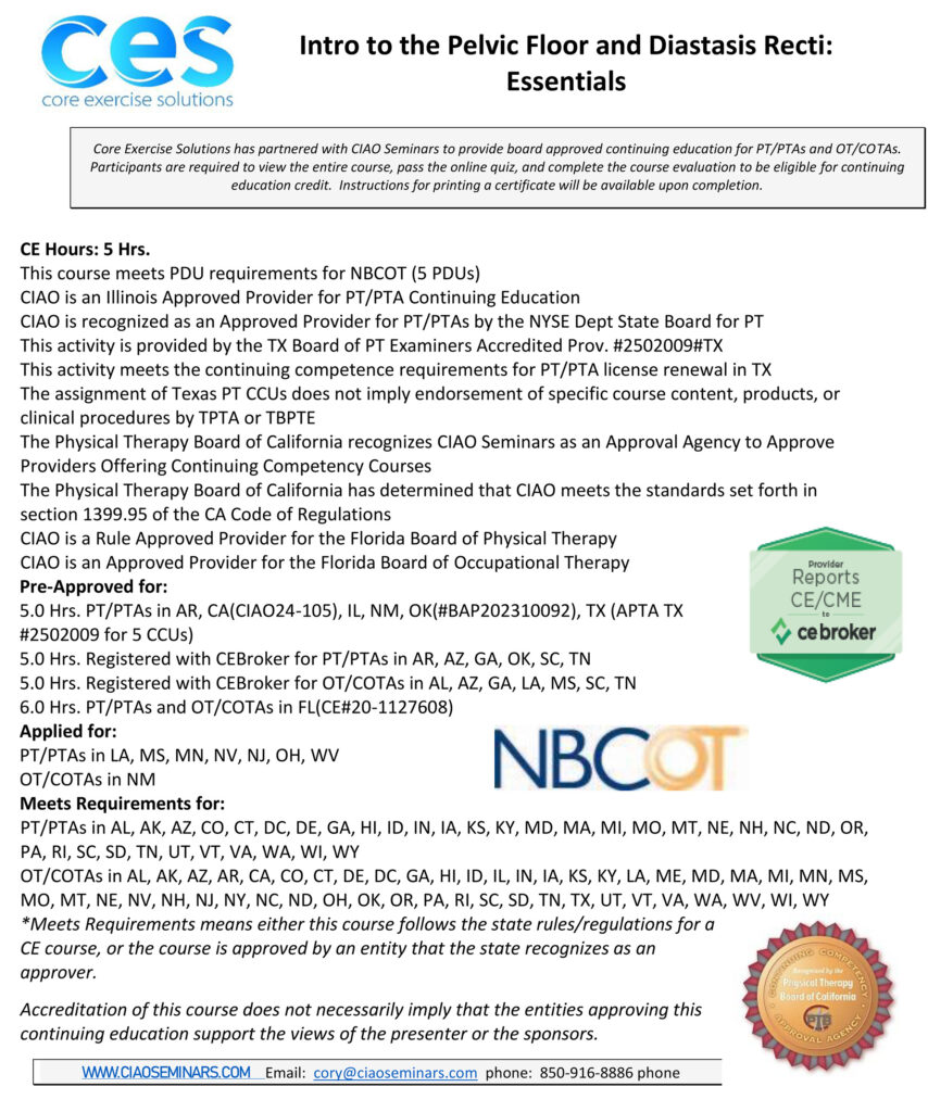 Pelvic Floor and Diastasis Recti Essentials - Core Exercise Solutions